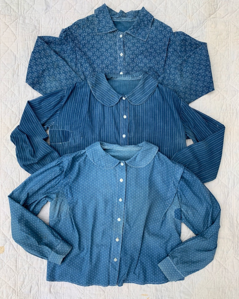 Three Blue Calico Blouses – Thief Island Vintage